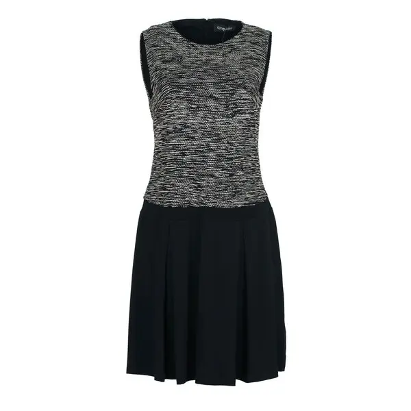 CONQUISTA Sleeveless Knit Dress With Solid Colour Detail - Black