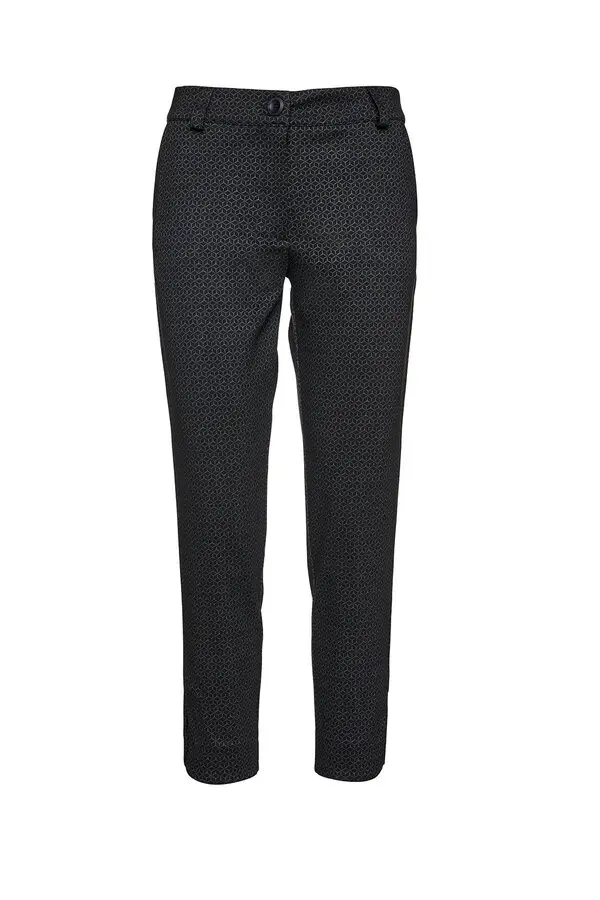 CONQUISTA Print Punto Di Roma Pants - Black