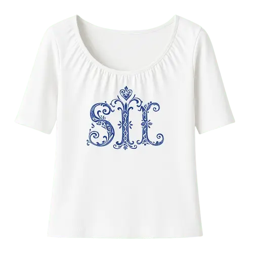 CONQUISTA Top With Print & Gathered Neckline - White