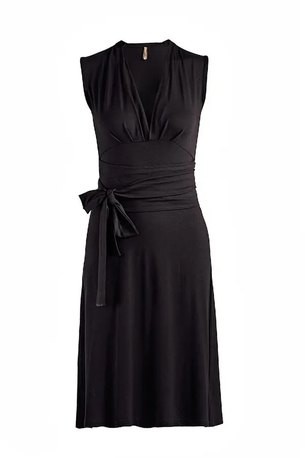CONQUISTA Sleeveless Empire Line Dress In Jersey - Black