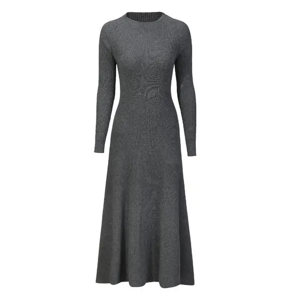 NUAJE NUAJE Anita Long Sleeve Merino Wool Dress - Grey