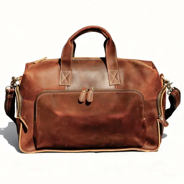 TOURI Genuine Leather Front Pockets Boarding Bag