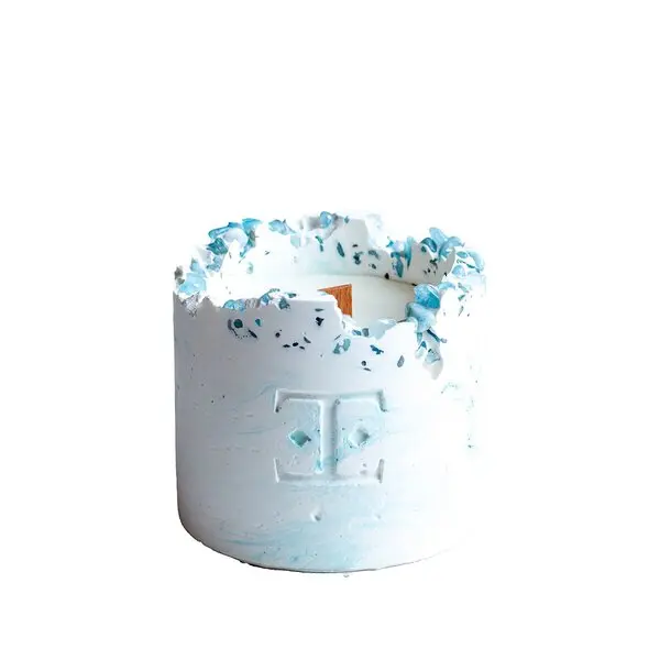 Esti Living Blue / White Ocean Wave Gemstone Candle Small - Blue/white