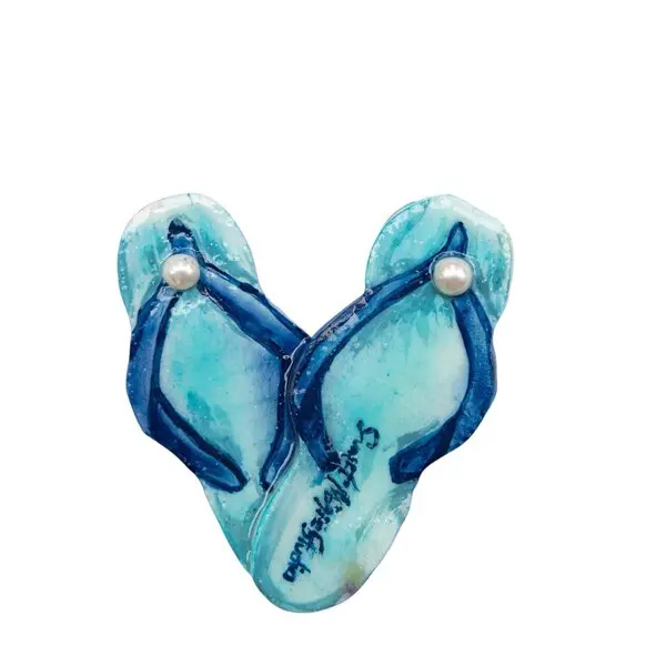 SUNSET MAGIC STUDIO Flip Flop Pearl Detailed Sandal Brooch