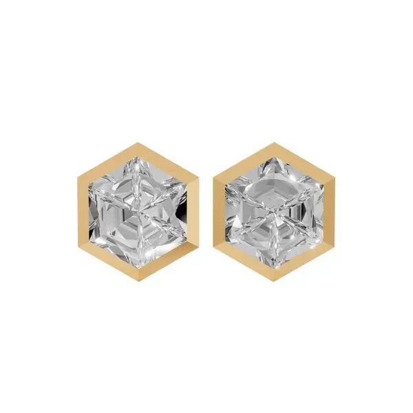 AYA FINE JEWELRY Minimalist Hexagon Lab Diamond Earrings In 14k Gold - Yellow
