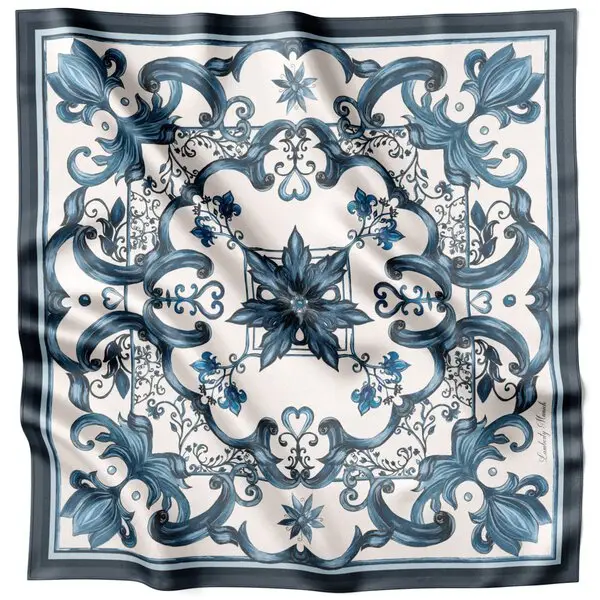 LAMBERTY MUNICH Neutrals Majolica Midi Silk Scarf
