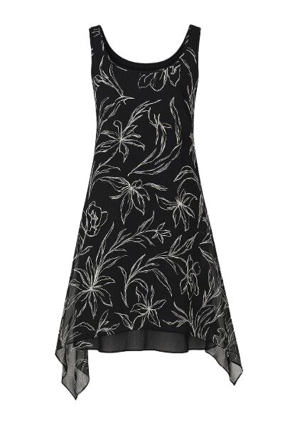 CONQUISTA Sleeveless Layer Dress With Net Detail - Black