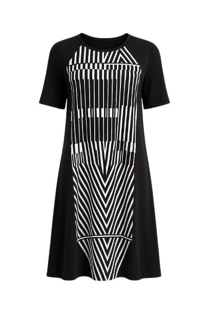 CONQUISTA Animal Print A Line Dress - Black