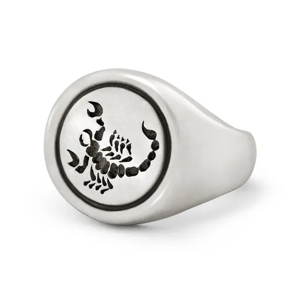 SNAKE BONES Scorpion Signet Ring - Silver