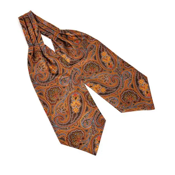 DAVID WEJ Neutrals Self Tie Paisley Cravat – Orange