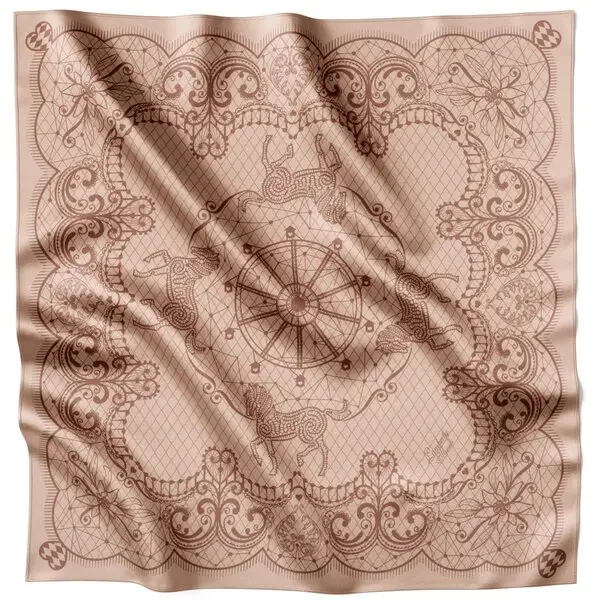 LAMBERTY MUNICH Horse Festivity Midi Silk Scarf Pastel