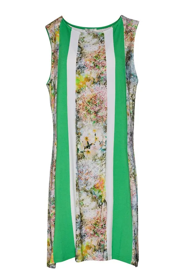 CONQUISTA Floral A Line Dress Plus Size - Green