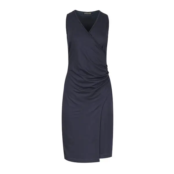 CONQUISTA Wrap Style Sleeveless Dress In Navy - Blue