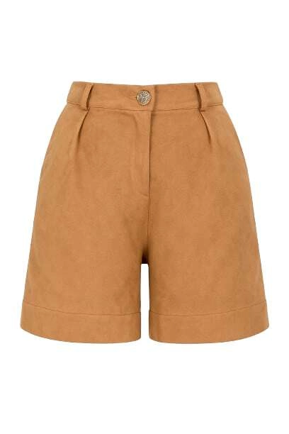 CONQUISTA Taupe Faux Leather Bermuda Shorts - Brown