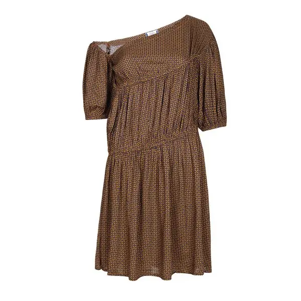 MAISON QALA Brown / Yellow Ochre Bloom Midi Dress - Brown/yellow