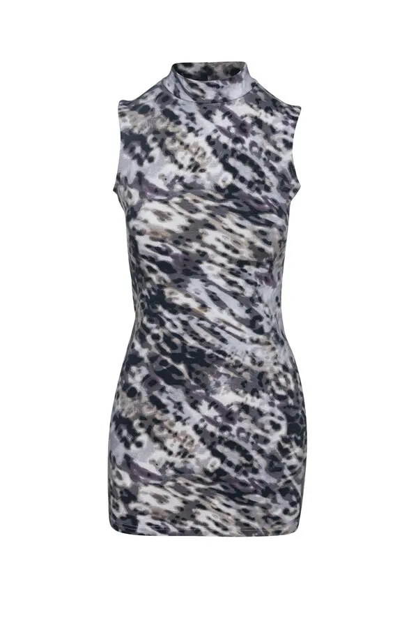 CONQUISTA Animal Print Stretch Mini Dress - Red