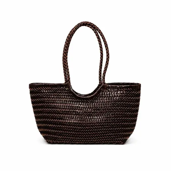 RIMINI Hand Weaving Leather Bucket Dark - Brown