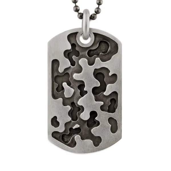 SNAKE BONES Camouflage Dog Tag In Sterling - Silver