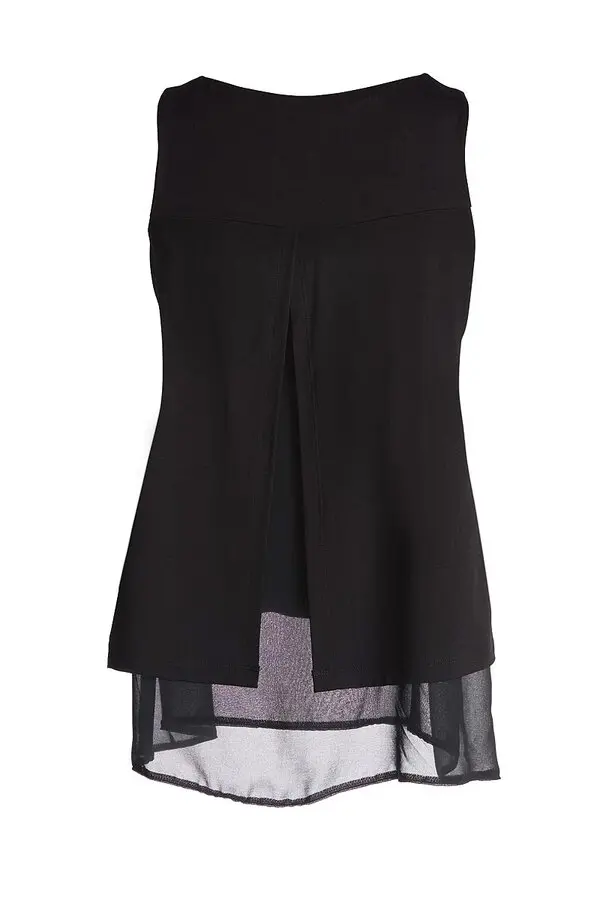 CONQUISTA Layered Sleeveless Top - Black