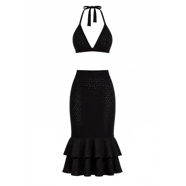 MAUI X LOLITA Cassandra Lace Knit Two-piece Set - Black