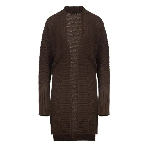 CONQUISTA Under The Knee Length Open Front Knit Cardigan