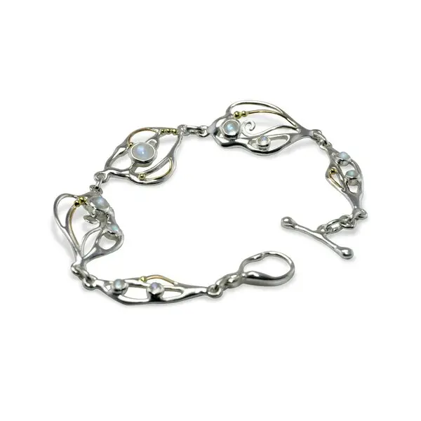 ISLA SILVER Rainbow Moonstone Sterling Bracelet - Silver