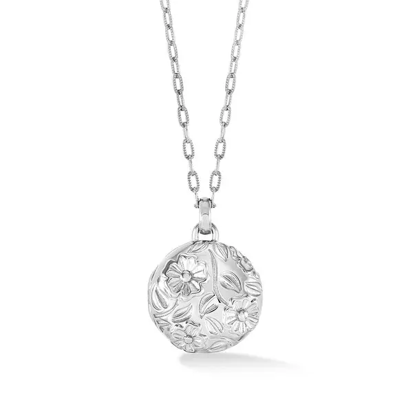 DOWER & HALL Forget Me Not Locket In Sterling