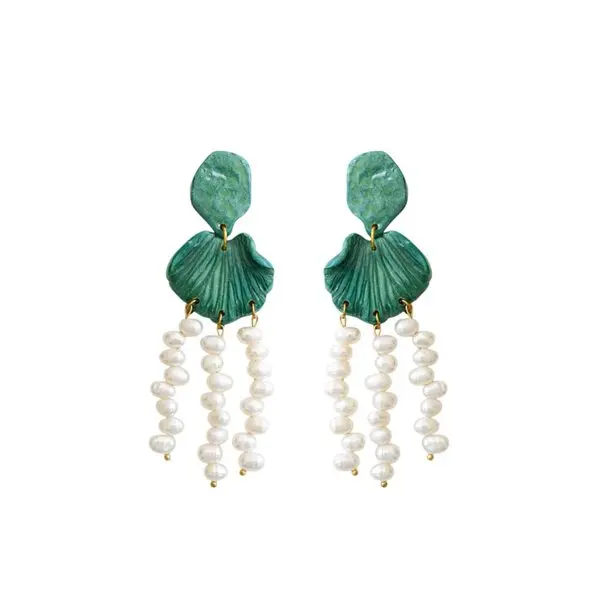 SUNSET MAGIC STUDIO Licuala Tropical Pearl Earrings