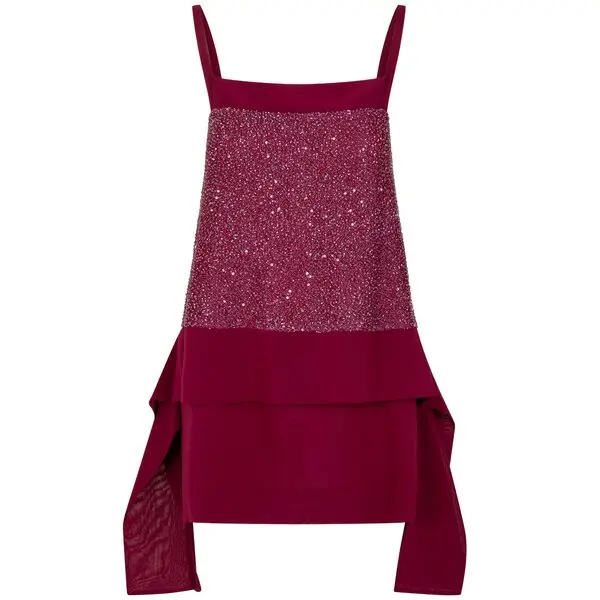 LANGNER Cherry Silk Embroide Mini Dress