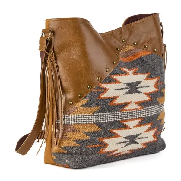 BEDROOM ATHLETICS Monterey Luxury Leather Mix Boho Shoulder Bag Multi S - Brown