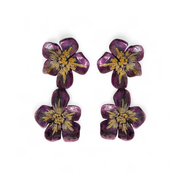 SUNSET MAGIC STUDIO Amarina Gold Detailed Floral Earrings - Yellow