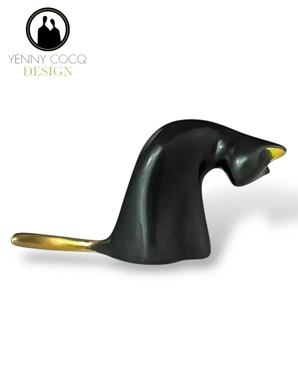 YENNY COCQ LLC Grooming Cat In Bronze - Black