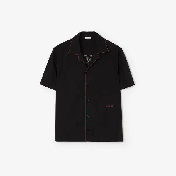 Burberry Relaxed Fit Knight Heart Cotton Shirt - Black