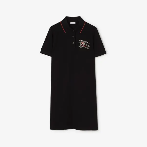 Burberry Heart Knight Cotton Polo Shirt Dress - Black