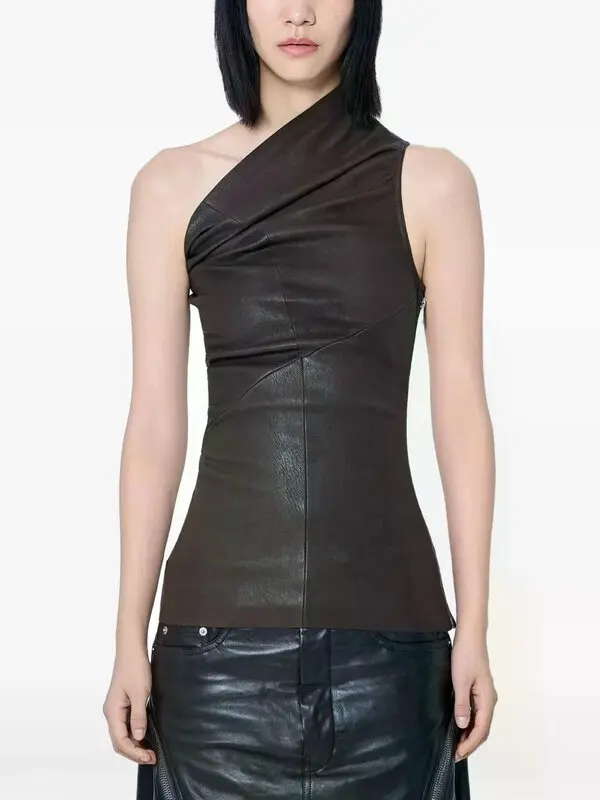 Rick Owens Athena Asymmetric Panelled Top - Brown