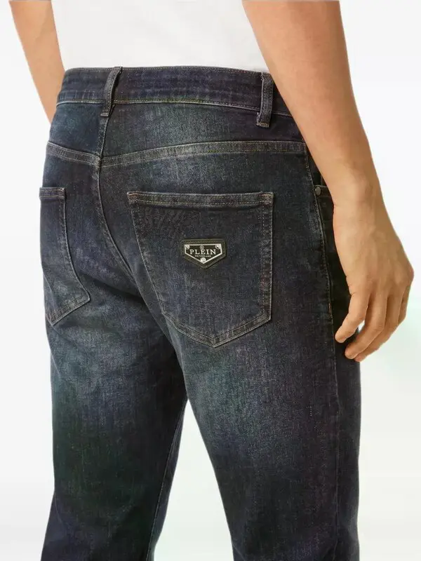 Philipp Plein Tapered Fit Jeans With Paint Splatter Detail