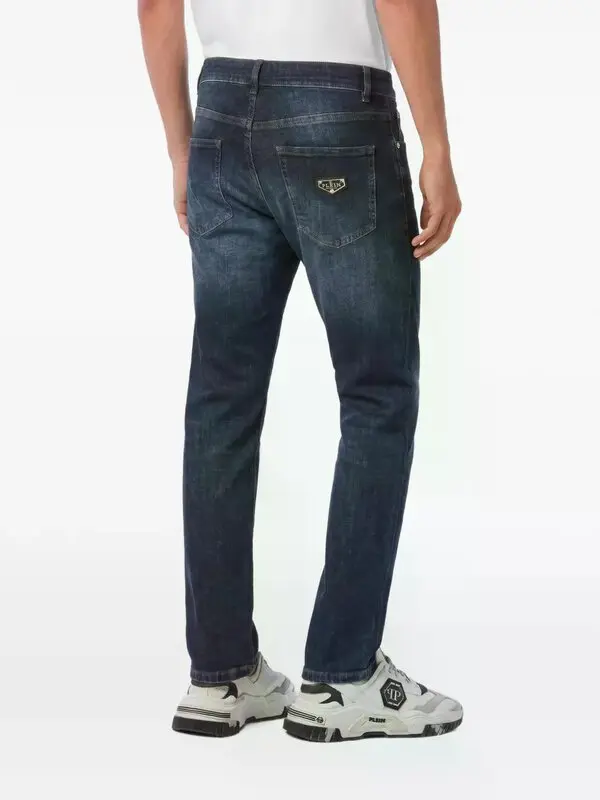 Philipp Plein Tapered Fit Jeans With Paint Splatter Detail