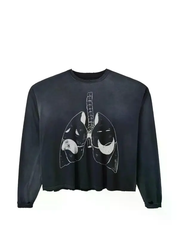 HMDD Lung-print Distressed T-shirt - Black