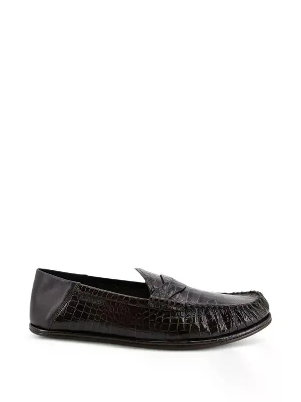 TOM FORD Crocodile-effect Penny Loafers - Brown