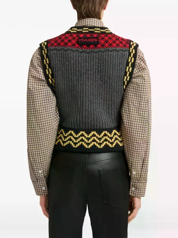 Marni Jacquard-knitted Geometric-trim Waistcoat