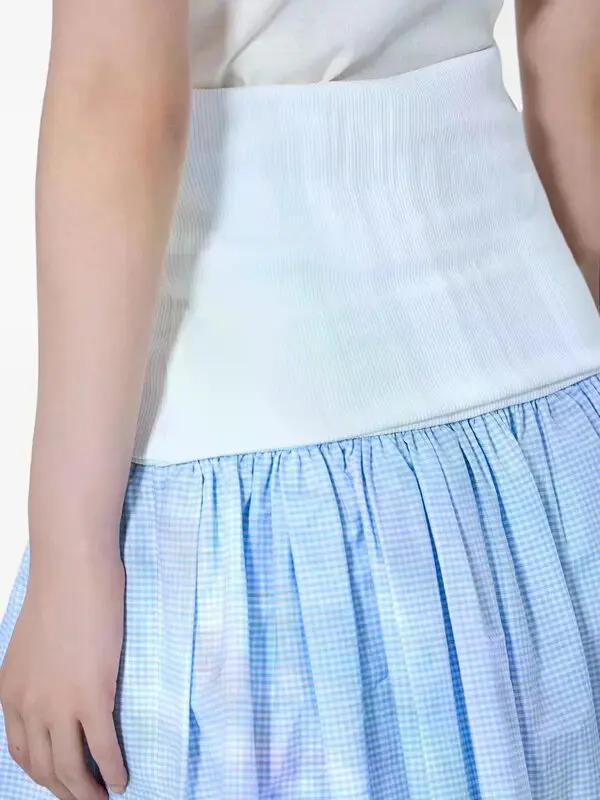 Miu Miu Pleated Gingham-pattern Mini Skirt - Blue