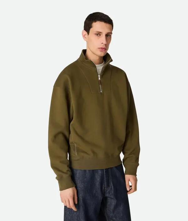 Bottega Veneta Cotton Fleece Zip Sweatshirt - Pine Green