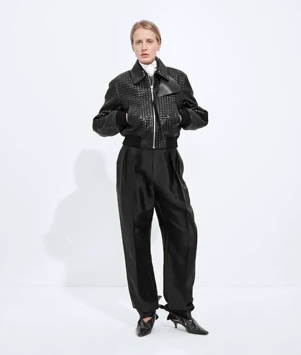 Bottega Veneta Intrecciato Lambskin Leather Blouson - Double Black
