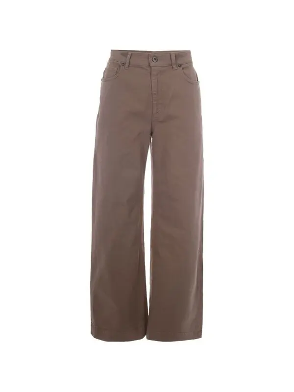 PAROSH Wide-leg Denim Jeans - Beige