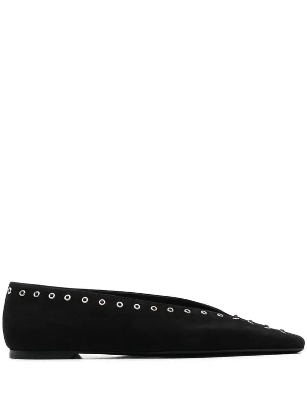 TOTEME Suede Leather Lace-up Ballets - Black