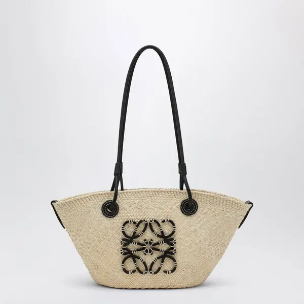 Loewe Small Anagram Basket Bag In Natural/black - Beige