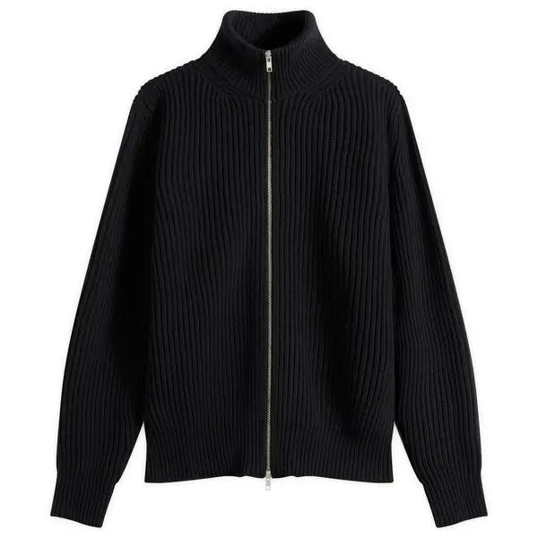 MAISON MARGIELA Ribbed Knit Zip-through Jumper - Black