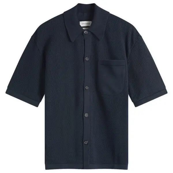 Oliver Peoples Short Sleeve Mawes Knited Shirt - Navy