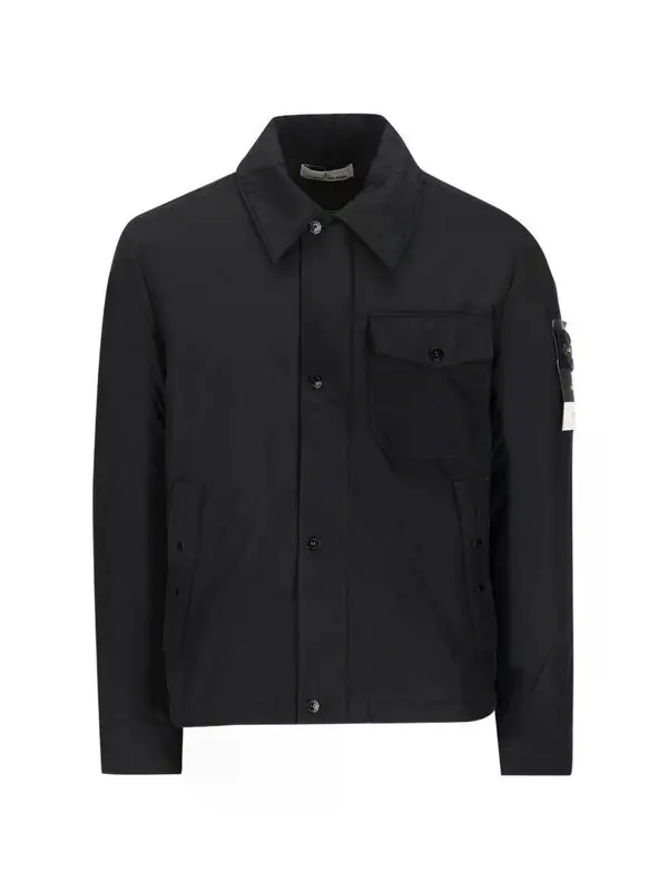 Stone Island Micro Reps Logo-patch Shirt Jacket - Black