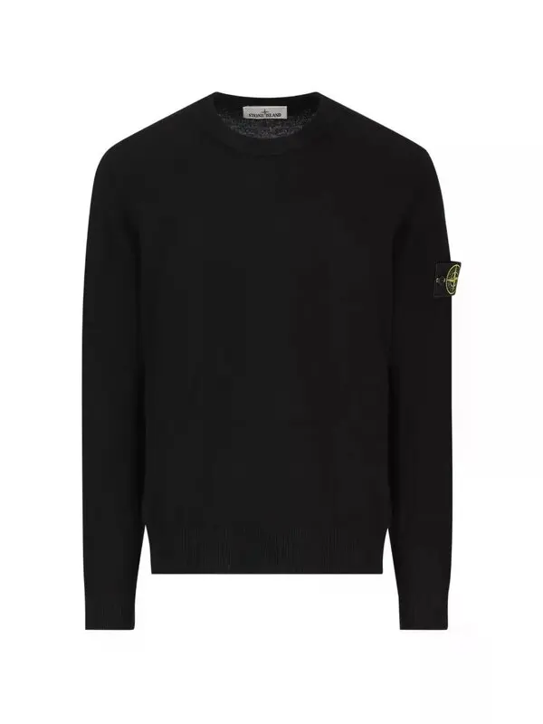 Stone Island Logo-patch Crew-neck Sweatshirt - Black
